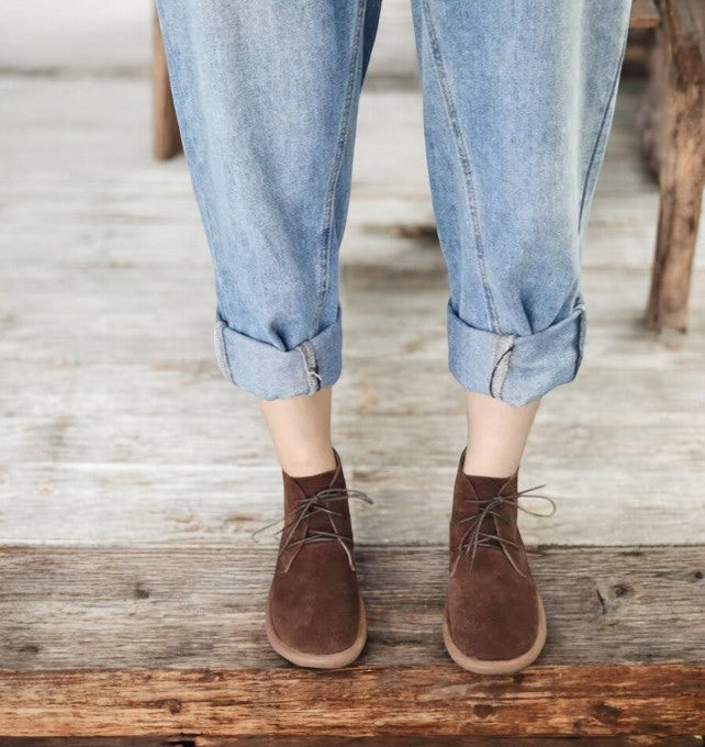 Careaymade Handmade Genuine Leather Ankle Boots
