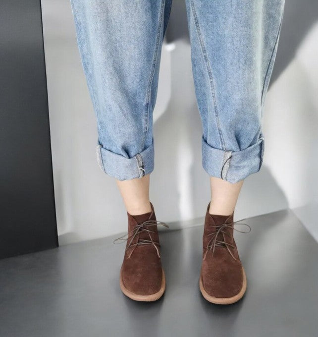 Careaymade Handmade Genuine Leather Ankle Boots